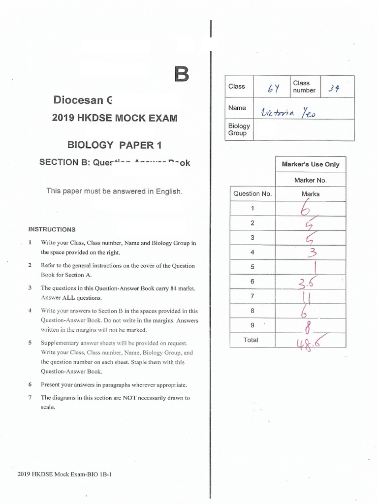 DGS 18-19 S6 Biology IB | PDF