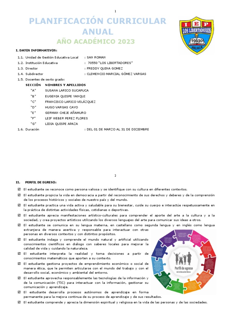 PLANIFICACIÓN CURRICULAR ANUAL 6to 70550 | PDF | Alimentos | Aprendizaje