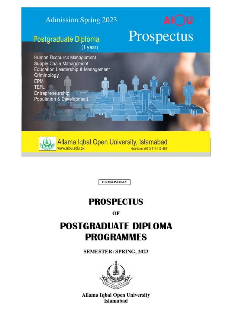 AIOU Spring 2023 PGD Prospectus | PDF