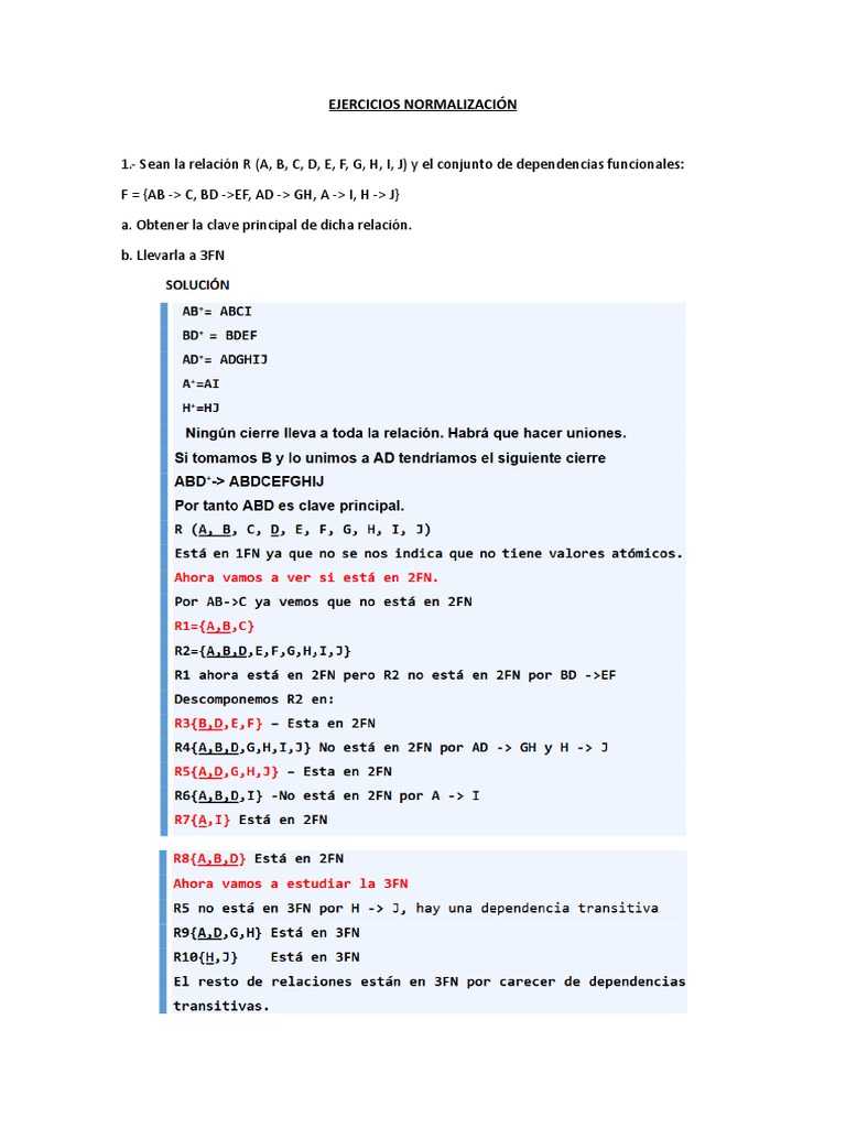 Ejercicios Normalización | PDF