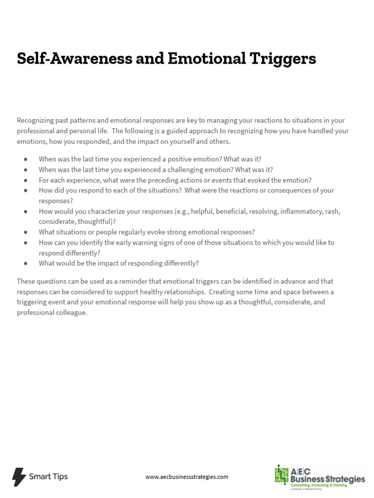 Self Awareness and Emotional Triggers | PDF