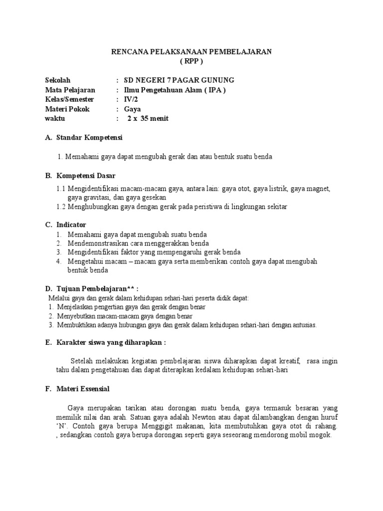 Contoh - RPP - Ipa - Bahasa Perbaikan | PDF