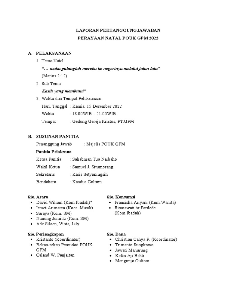 LPJ Natal Pouk GPM 2022 | PDF