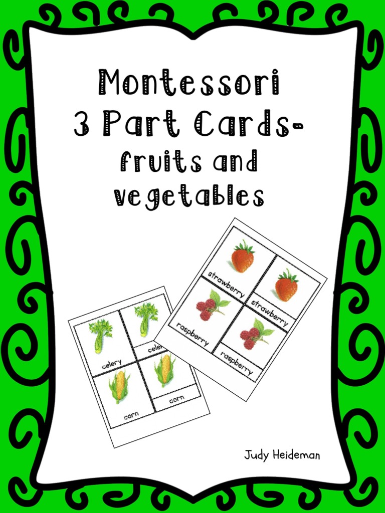 Montessori 3-Part Cards: Fruits & Veggies | PDF | Cooking, Food & Wine