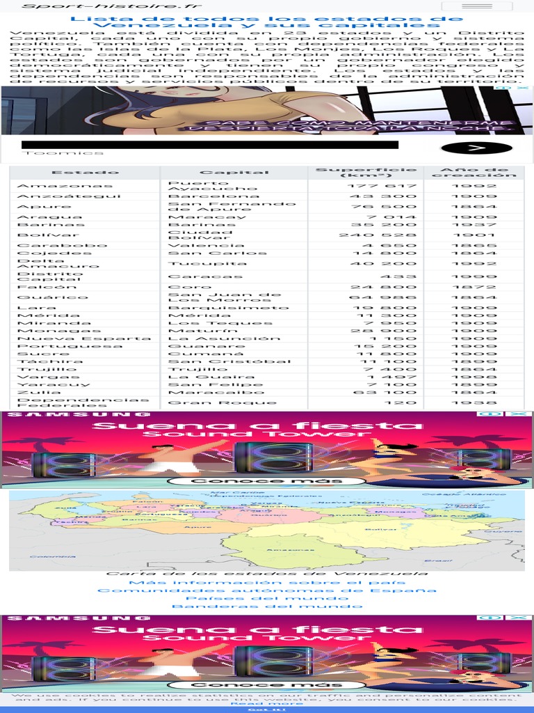 Lista de Todos Los Estados de Venezuela y Sus Cap | PDF