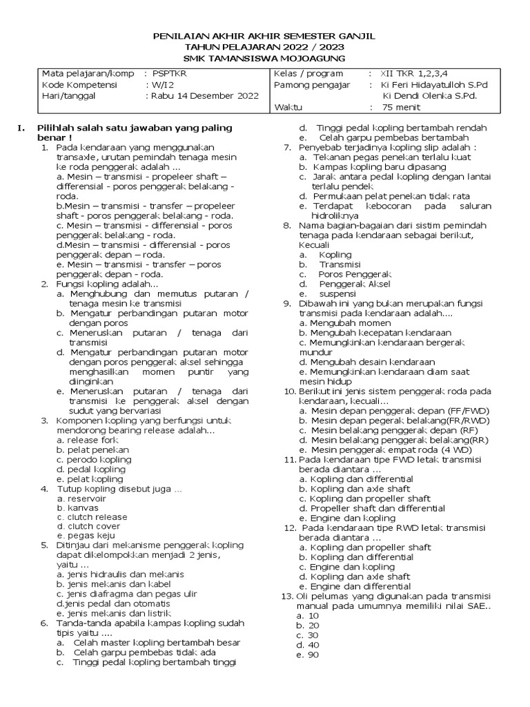 Contoh Soal PAS GANJIL PSPTKR XII | PDF