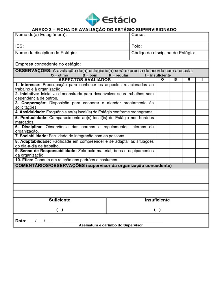 Nome Do (A) Estagiário (A) : Curso: Ies: Polo: Nome Da Disciplina de ...