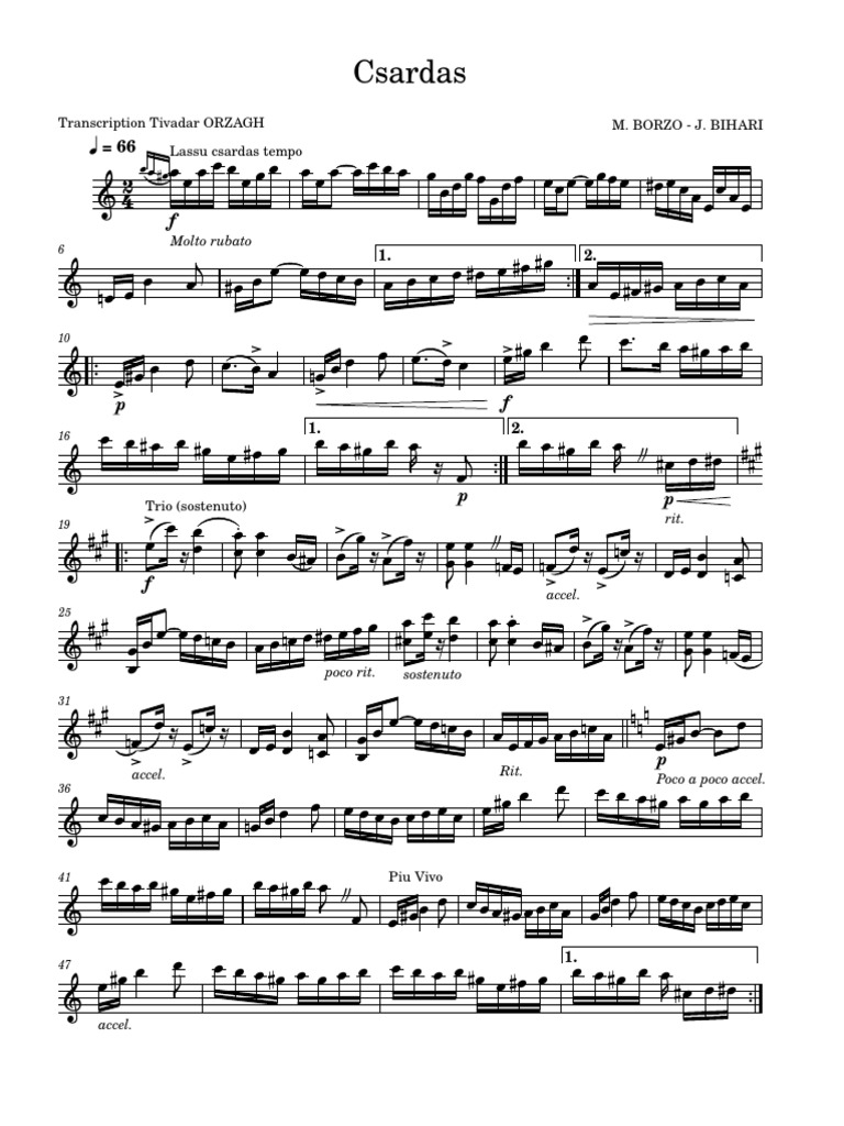 Csardas Transcription for Musicians | PDF