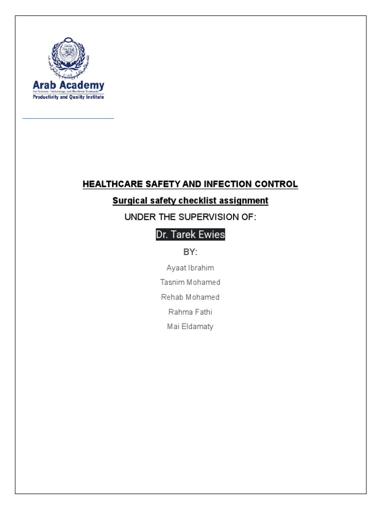 Healthcare Safety and Infection Control Assignment | PDF