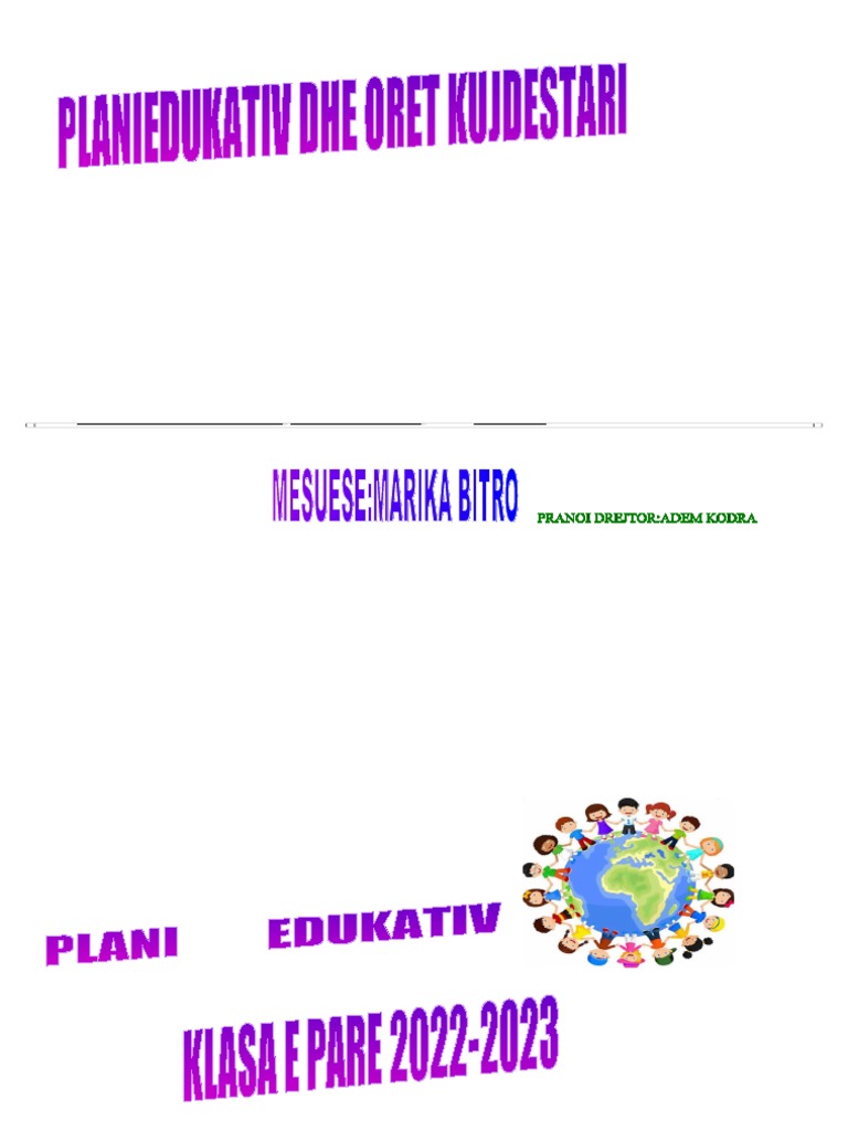Plan Edukativ Klasa I 2022-2023 | PDF