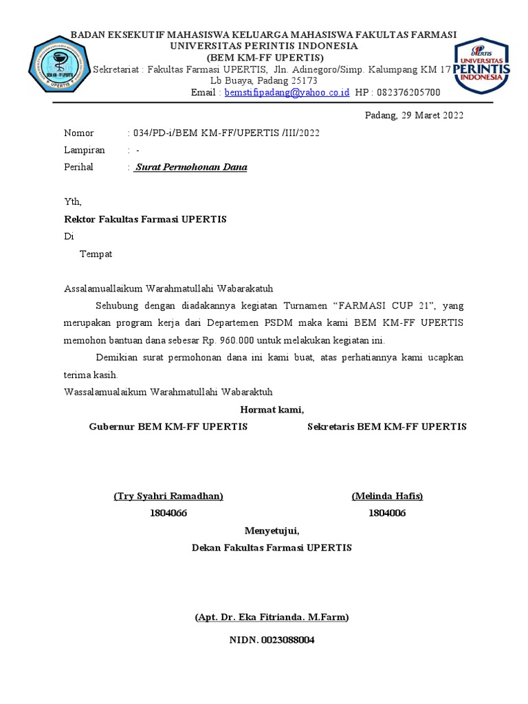 ACC SURAT PERMOHONAN DANA | PDF