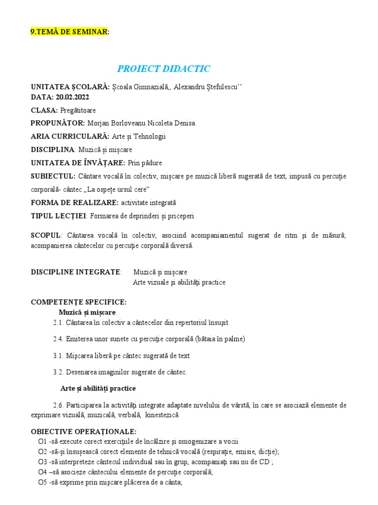 Proiect Didactic MM | PDF