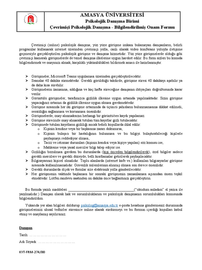 Online Danisamlik Onam Formu | PDF