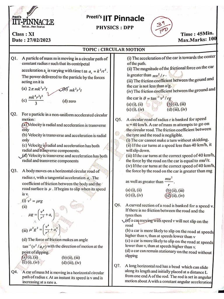 Circular Motion DPP For Jee | PDF