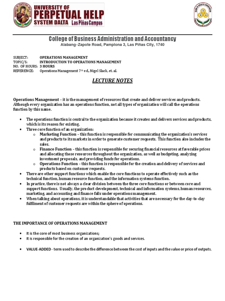 Module1 - INTRODUCTION TO OPERATIONS MANAGEMENT | PDF | Career & Growth ... Module1 - INTRODUCTION TO OPERATIONS MANAGEMENT | PDF | Career & Growth ...
