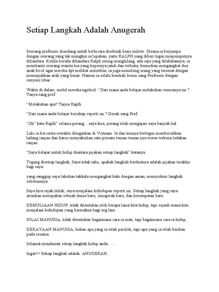 Setiap Langkah Adalah Anugerah | PDF | Puisi