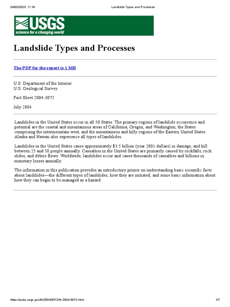 Landslide Types and Processes | PDF | Landslide | Flood