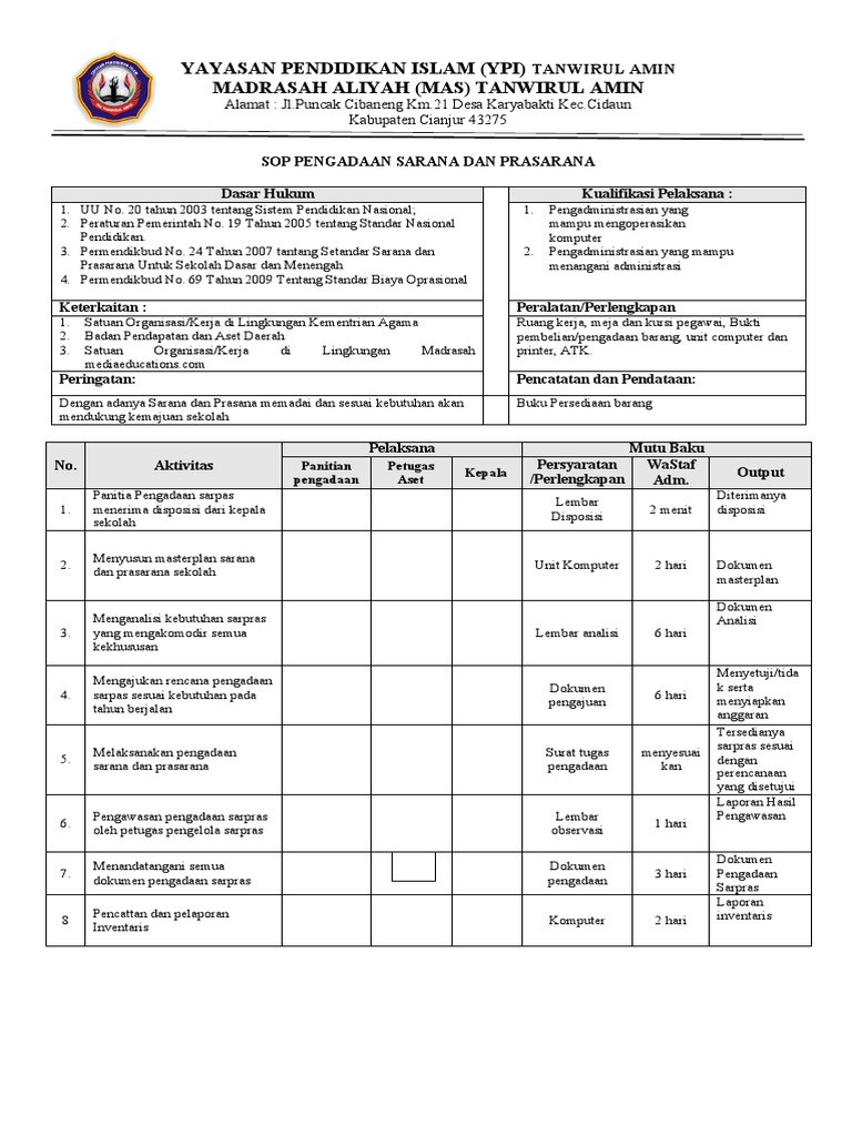 Sop Sarana Dan Prasarana | PDF