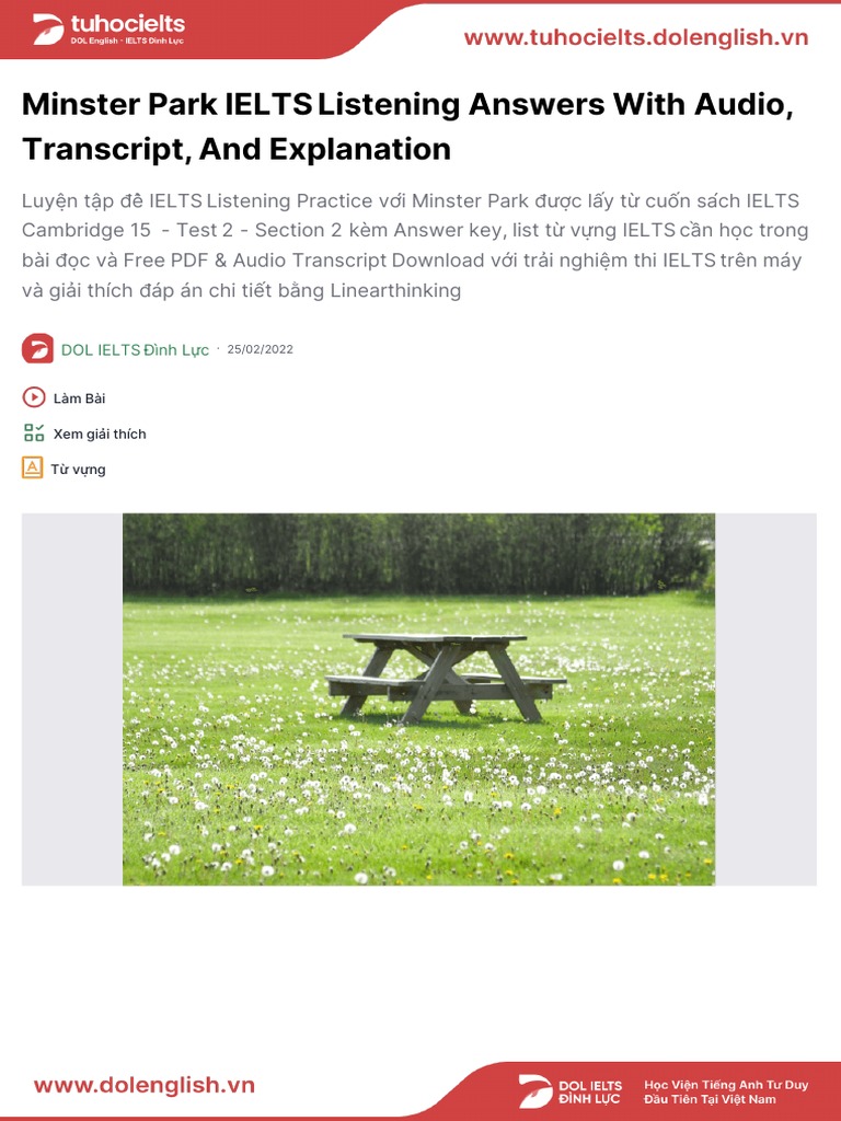 Minster Park IELTS Listening Guide | PDF | Language Arts & Discipline