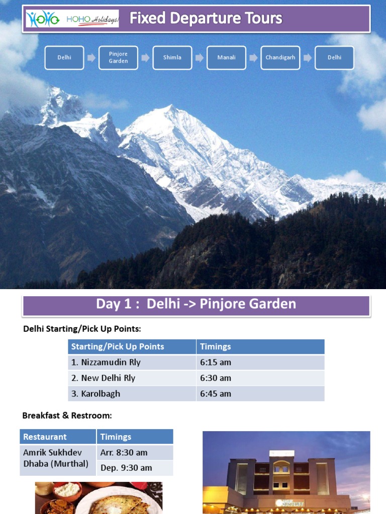 Shimla Manali Tour Brochure | PDF | Eating Behaviors Of Humans | Cuisine