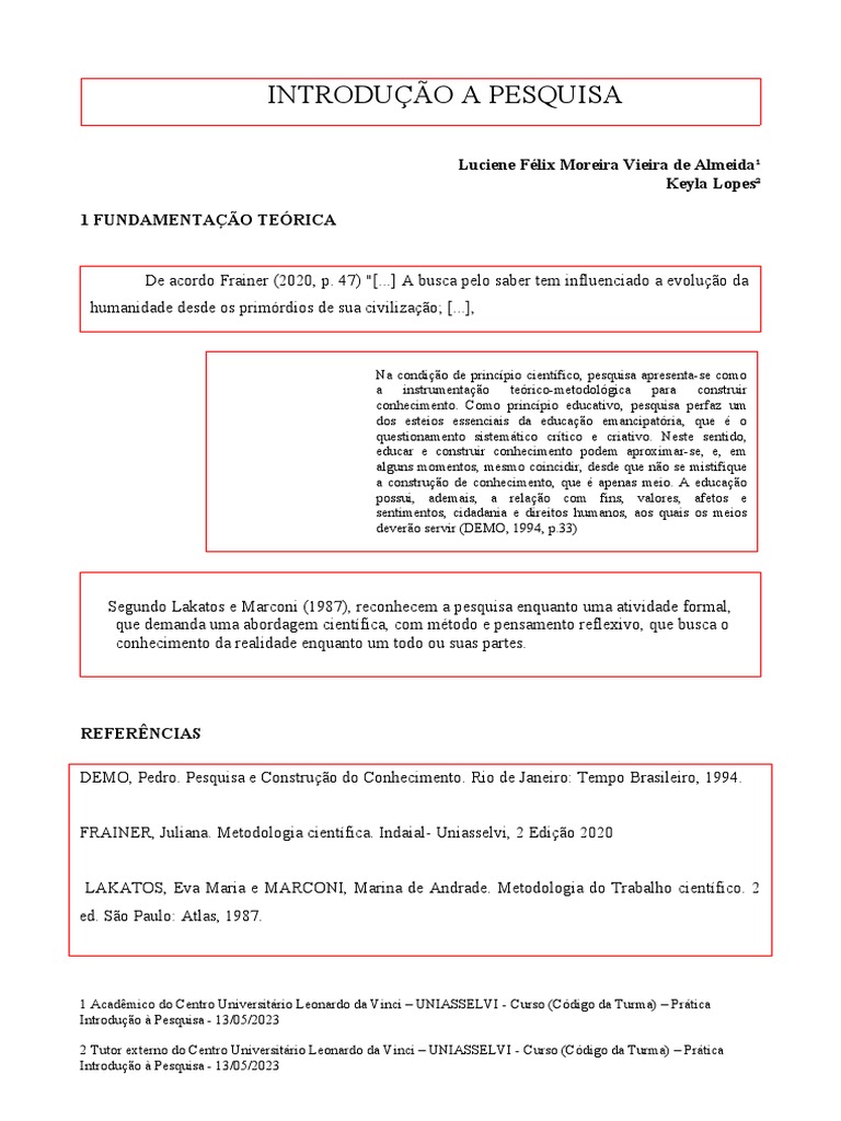 Modelo Do Paper Introdução À Pesquisa | PDF