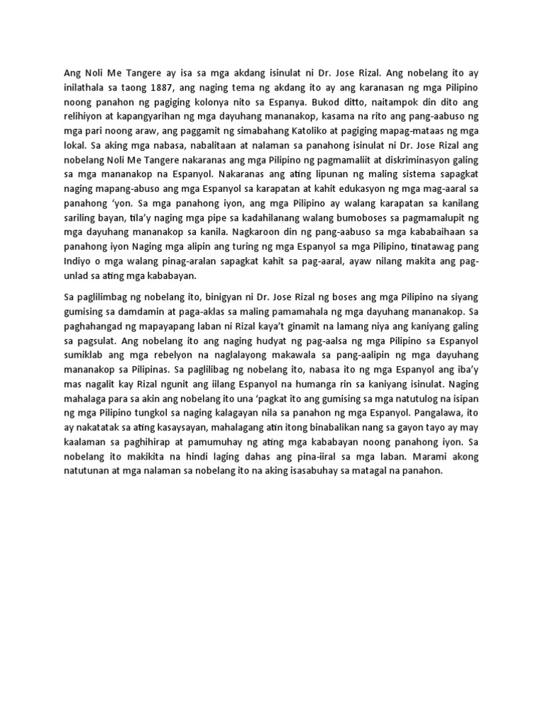 Ang Noli Me Tangere ay isa sa mga akdang isinulat ni Dr | PDF