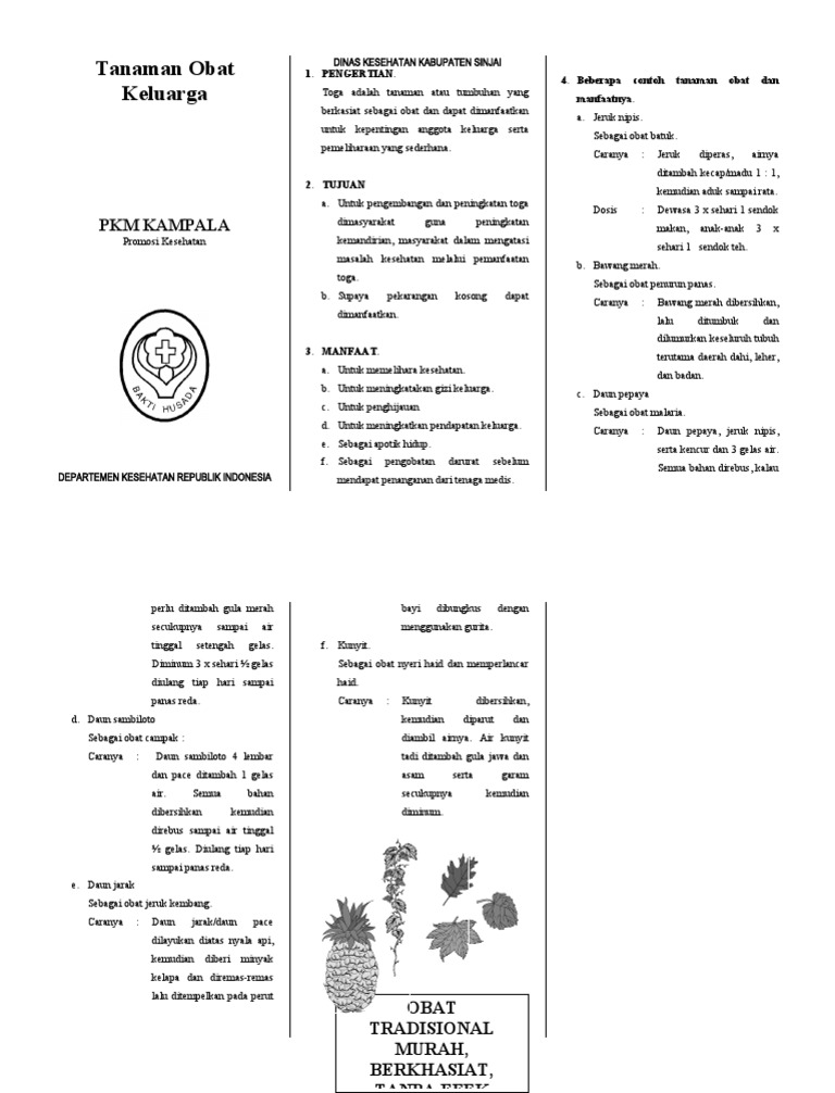 Leafleat_Tanaman Obat Keluarga (TOGA) | PDF