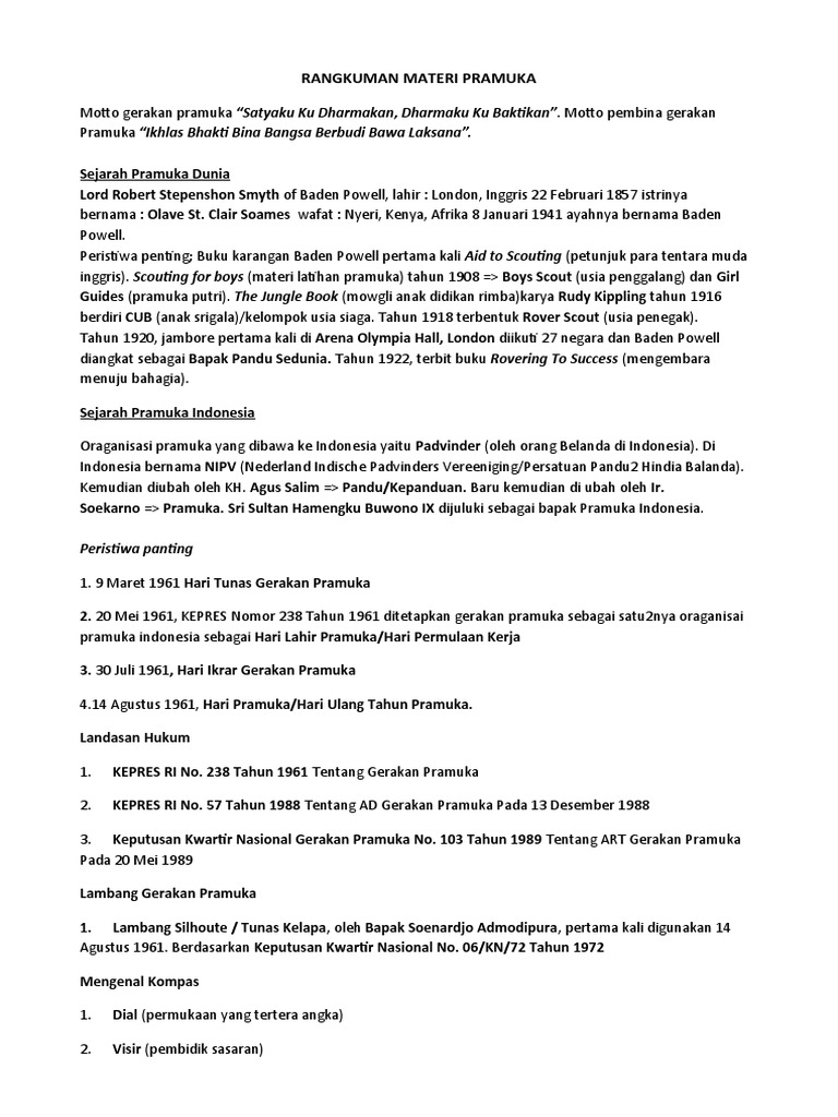 Sejarah dan Materi Pramuka Lengkap | PDF