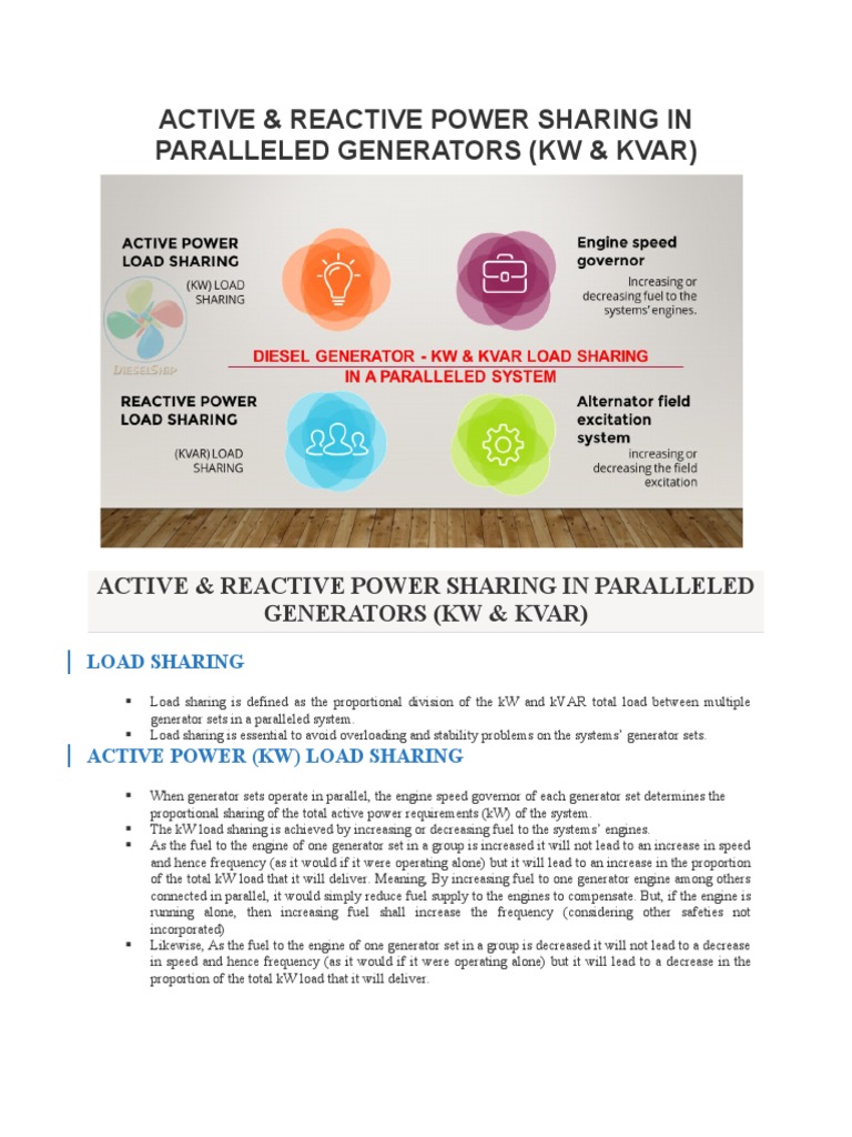 Active & Reactive Power Sharing in Paralleled Generators (KW & Kvar) | PDF | Electric Generator ...