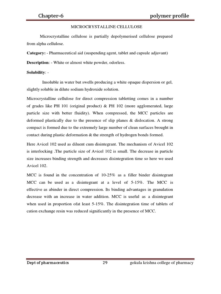 5.polymer Profile | PDF | Tablet (Pharmacy) | Solubility