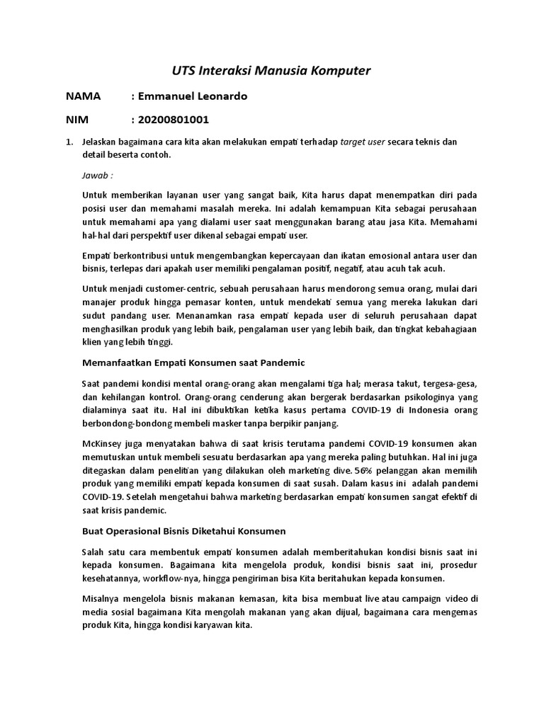 UTS Interaksi Manusia Komputer | PDF