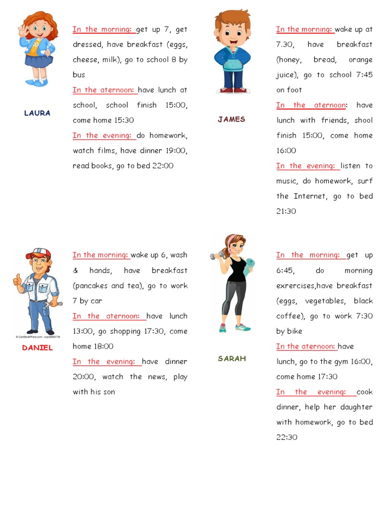 Daily Routines Speaking Activities | PDF