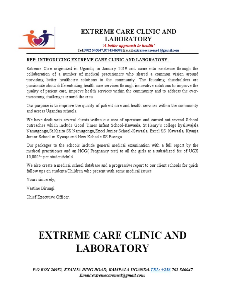 OFFICAL LETTER EXTREME CARE CLINIC AND LABORATORY | PDF | Health Care ...
