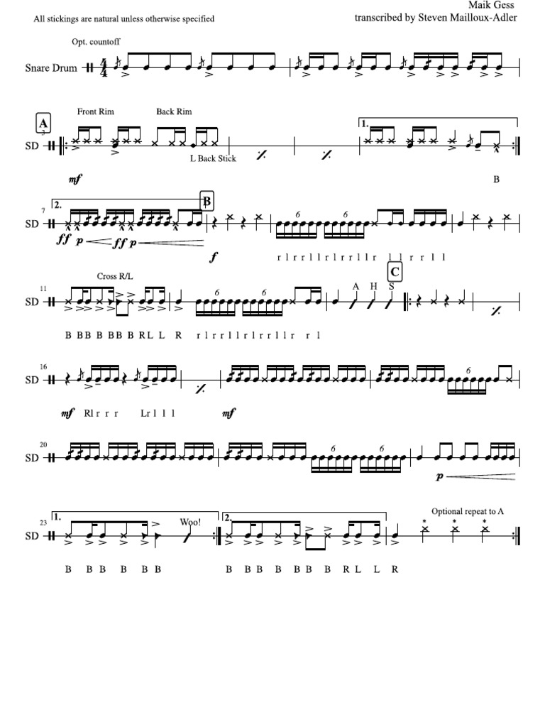 Partitura Lets Go (Snare Drum) | PDF