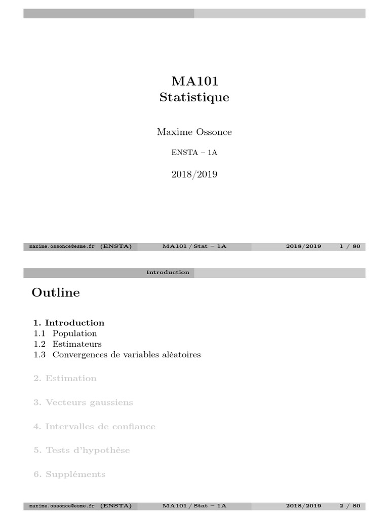 Introduction à l'inférence statistique | PDF | Estimateur (statistique ...
