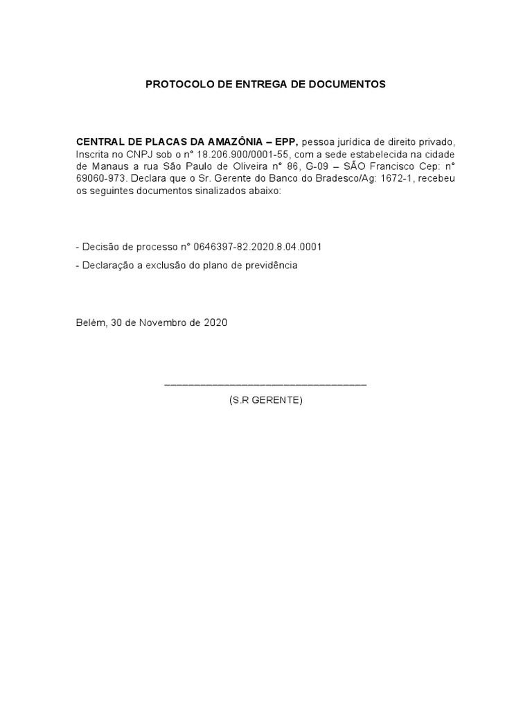 Protocolo de Entrega de Documento | PDF