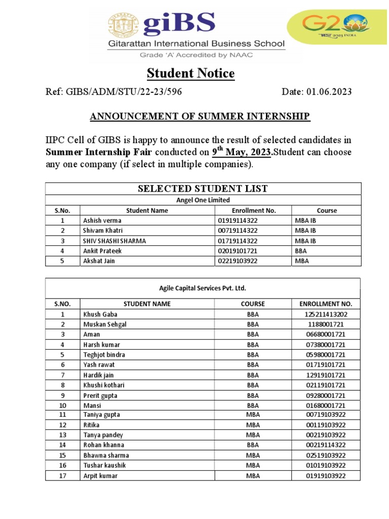 Student Notice | PDF