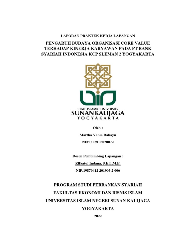 Laporan Praktik Kerja Lapangan Jurusan Perbankan Syariah | PDF