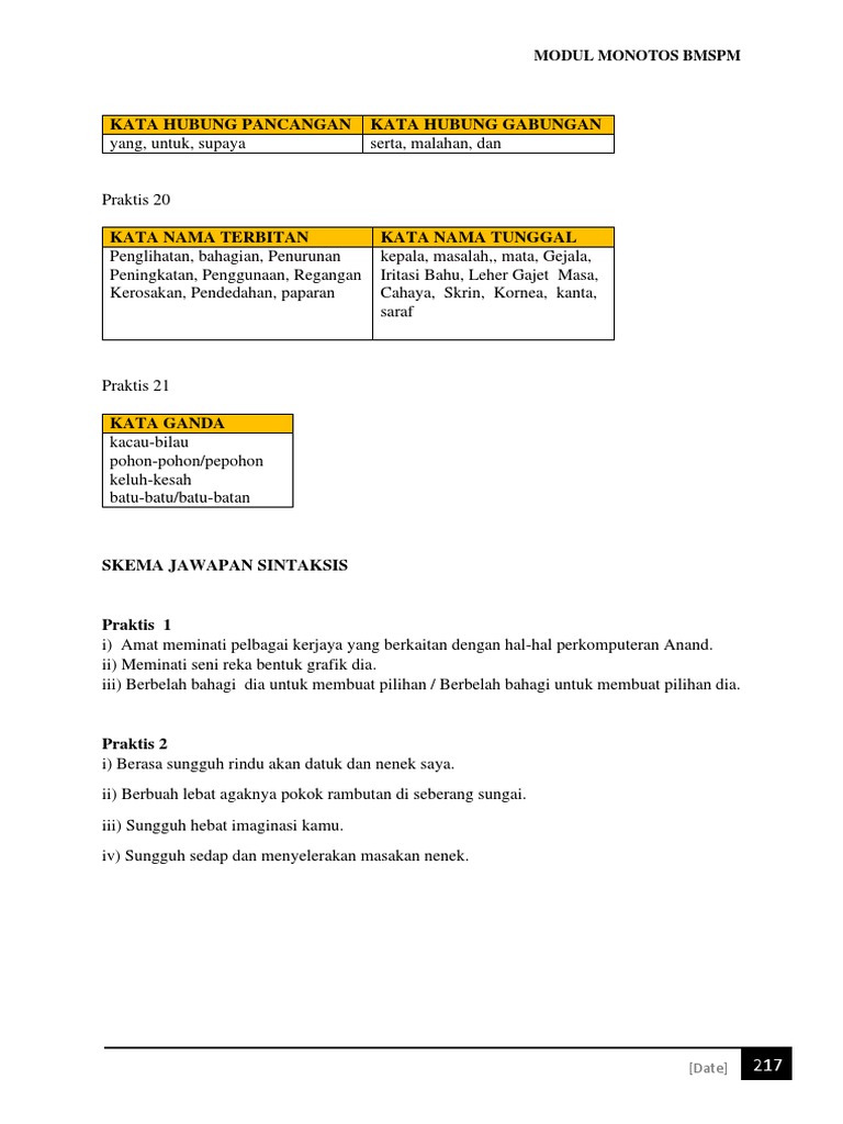 Modul Sintaksis BMSPM | PDF