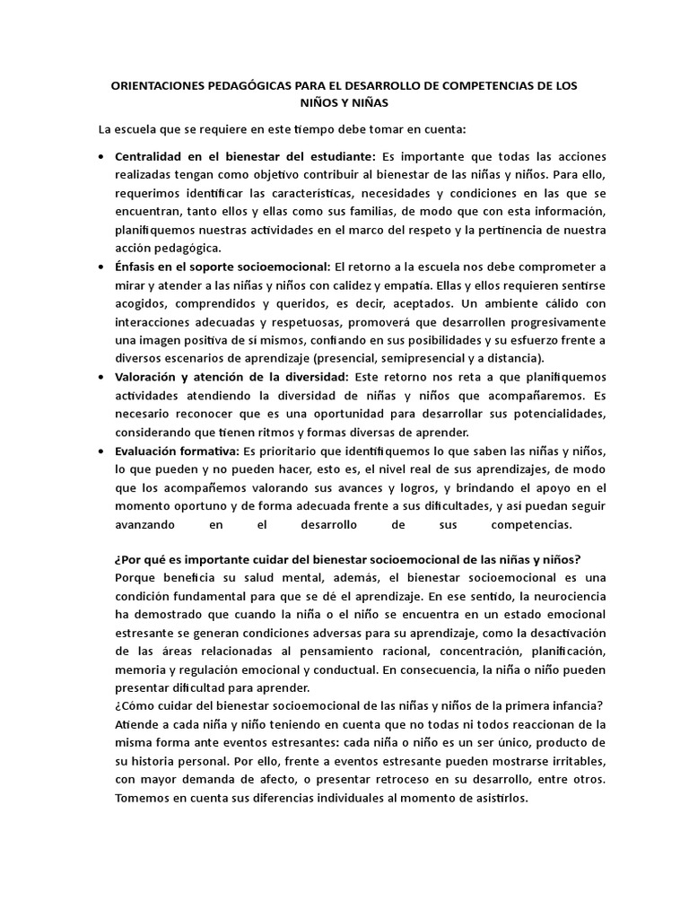 Orientaciones para El Desarrollo de Competencias | PDF | Aprendizaje | Conocimiento