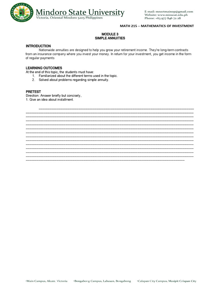 Math 217 MathematisOfInvesment Module3 | PDF