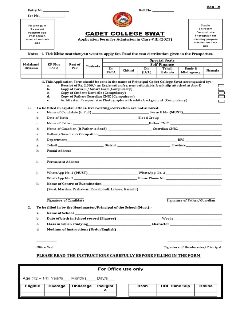 Admission Form | PDF | University And College Admission | Government