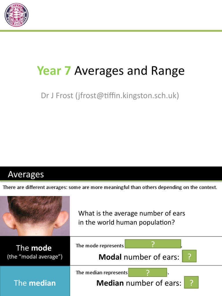 Averages and Range | PDF | Mean | Mode (Statistics)