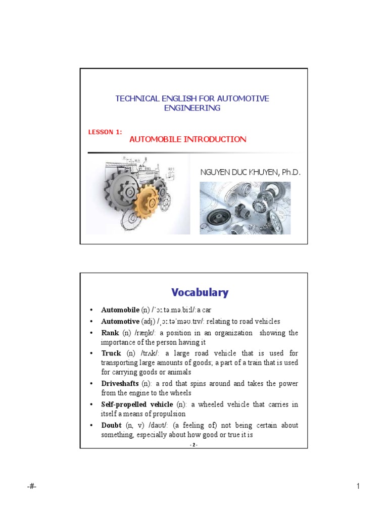 Technical English For Automotive Engineering | PDF | Internal Combustion Engine | Diesel Engine