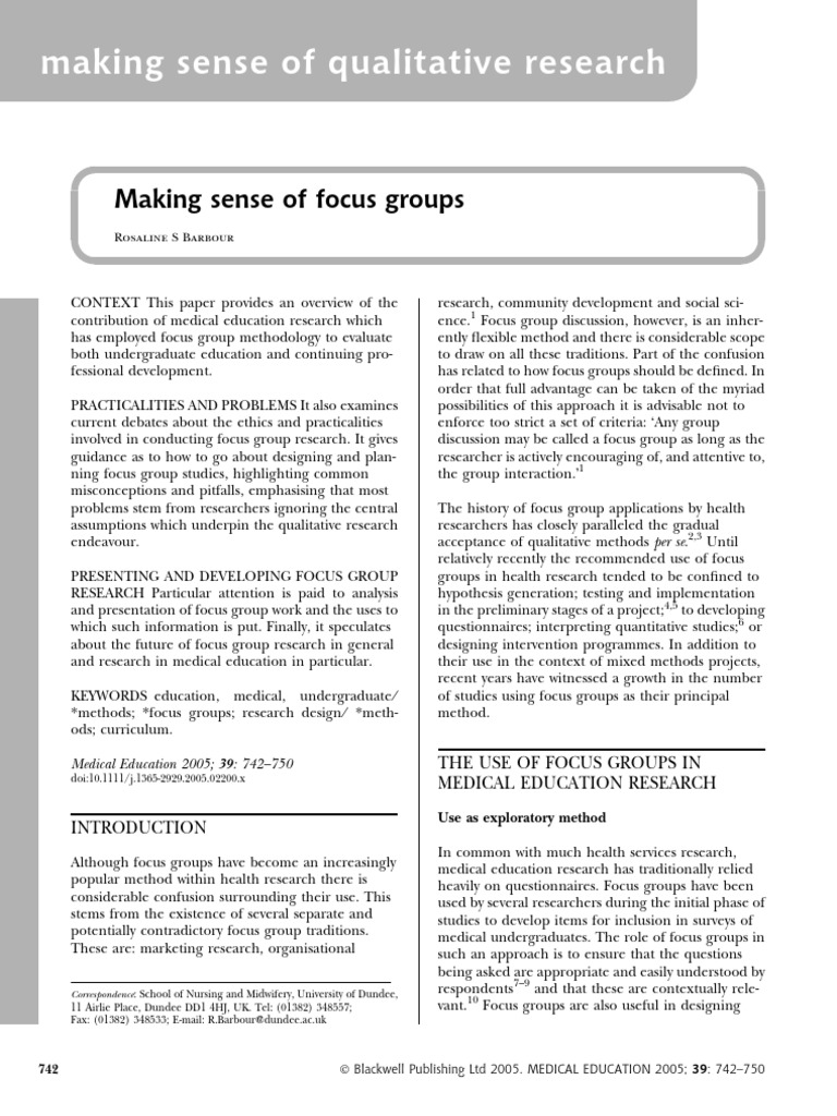 Making Sense of Focus Groups | PDF