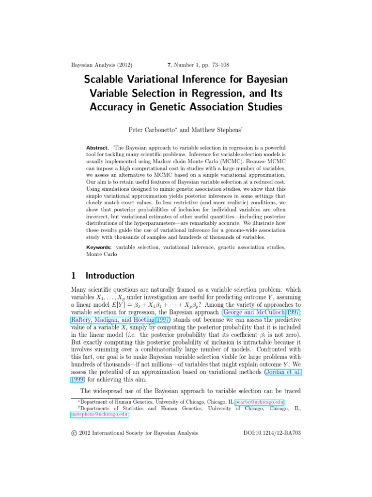Scalable Variational Inference For Bayesian | PDF | Statistical ... Scalable Variational Inference For Bayesian | PDF | Statistical ...