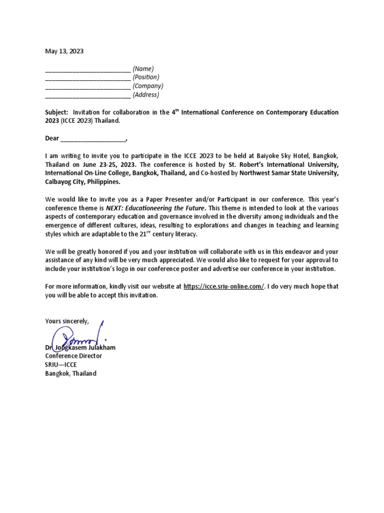 ICCE 2023 Collaboration Invitation | PDF