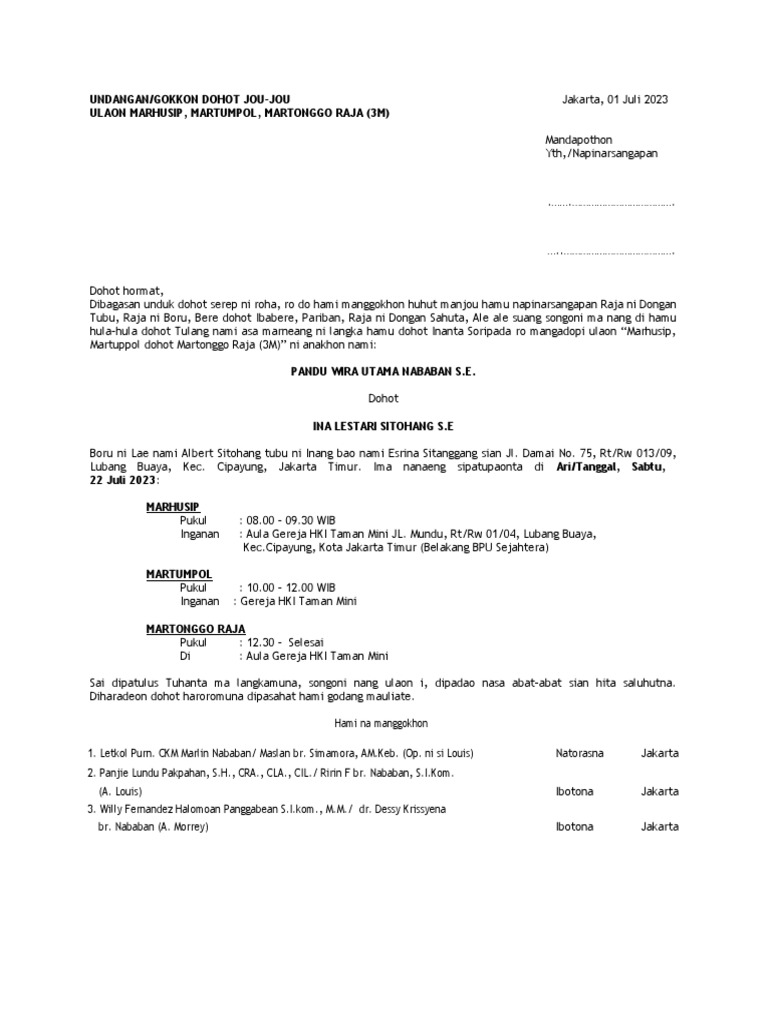 Undangan Martuppol | PDF