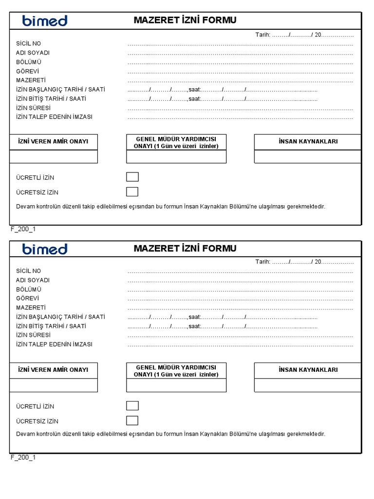 Mazeret İzin Formu | PDF