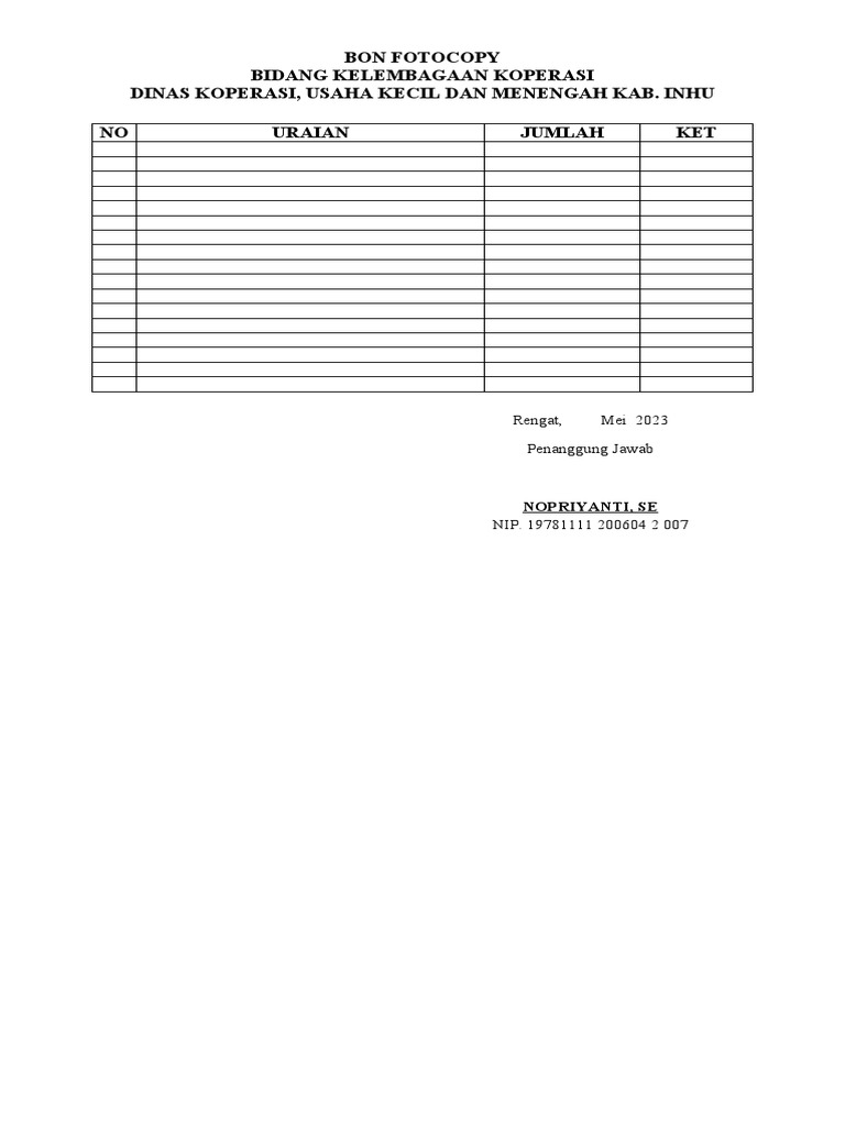 Bon Fotocopy dan ATK Koperasi Inhu | PDF | Pengelolaan Keuangan & Uang